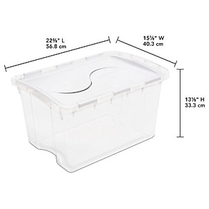 Sterilite 6-Pack Stackable Storage Bin with Lid, Clear Plastic Design, 48 Quart