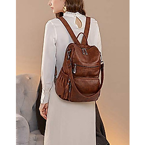 UTO Women Backpack Purse Leather Vegan Ladies Fashion Designer Rucksack Convertible Travel Shoulder Bag with Tassel