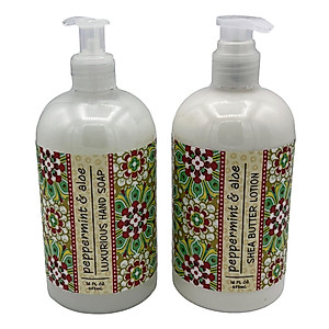 Greenwich Bay Trading Co, Peppermint and Aloe, Hand Soap and Shea Butter Lotion Set, 16 Ounces Each