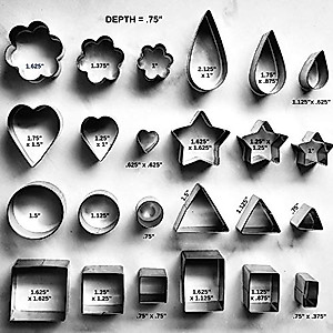 Ultra Cuisine Mini Cookie Cutter Shapes Set - 24 Small Molds To Cut Out Pastry Dough Pie Crust & Fruit - 304 Durable Stainless Steel Cutters - Cut Tiny Heart Shapes - Bake Like A Pro For A Lifetime