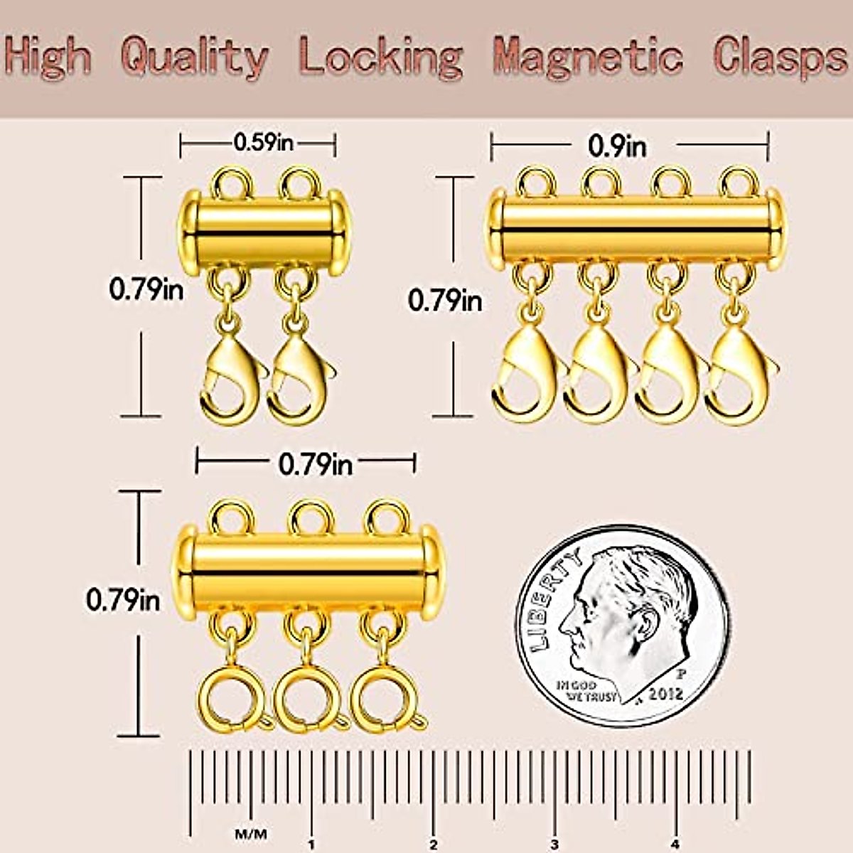 OHINGLT Necklace Layering Clasps Slide Lock Clasp Necklace Connector Multi Strands Slide Tube Clasps