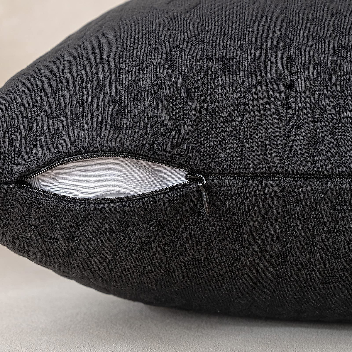 MIULEE Decorative Throw Pillow Covers Set of 2 Super Soft Modern Stretchy Embossed Patterned Cushion Covers for Farmhouse Couch Sofa Livingroom Bed,Black 18x18 inch