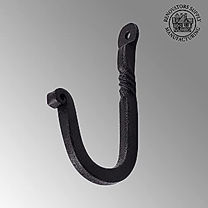 Renovators Supply Bathroom Hooks 3.5 in. Black Wrought Iron Wall Mount Hooks for Hanging Robe, Towel, Hat, or Jewellery with Mounting Hardware