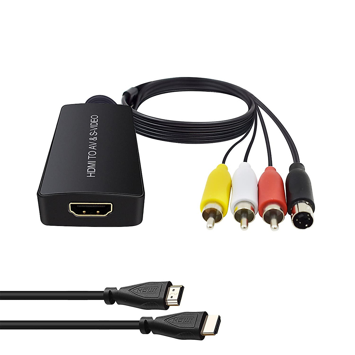 Dingsun HDMI to SVideo Converter HDMI to Audio Video Converter HDMI to RCA Adapter with Svideo Cable Support 720P/1080p for PC Laptop Xbox PS3 TV STB VHS VCR Blue-Ray DVD