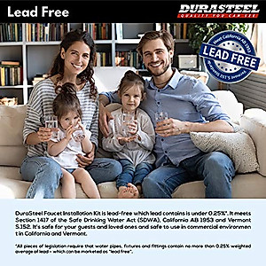 DuraSteel Wall Mount Faucet Installation Kit - Commercial Kitchen No Lead Faucet Mounting Adapter Set for 1/2-inch IPS Female Inlet - Space Saving Backsplash Kit