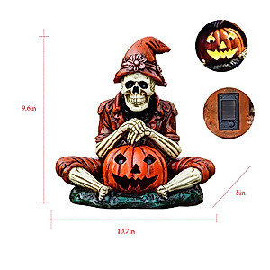 Tooyuart Halloween Decorations Skull Skeleton Garden Statue with Solar Pumpkin Lantern - Halloween Decorations for Outdoor, Holiday, Parties, Indoors, Yards, Gardens, Lawns (Pumpkin Ghost)