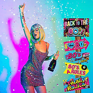 20 Pieces 80's Party Sign Back to 80s Theme Photo Booth Props Retro Party Decorations Birthday Party Favors Cute Cassette Tape 10 Styles 80s Cutouts for 1980s Neon Throwback Adults Birthday Supplies