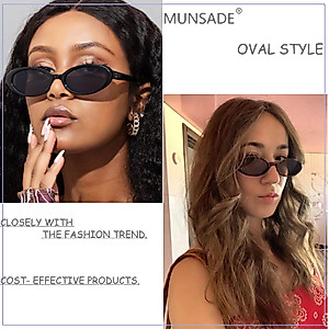 MUNSADE 3 Pieces Vintage Oval Sunglasses for Women Fashion Small Frame Retro 90s Sun Glasses UV400 Protection