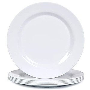 Melamine Dinner Plates Set - 10 3/4 Inch White Melamne Plates, 6pcs Dinner Dishes Set for Everyday Use, Dishwasher Safe,Unbreakable,White