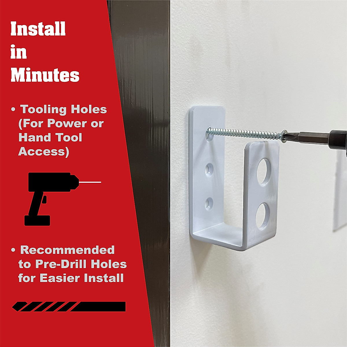 SecurityMan Heavy Duty 2x4 Door Barricade Brackets - Kick Proof Up to 700lbs, Install in Minutes -(2pc) Thick 3.5mm Iron Metal U Bracket - Gate Bar Holder for Indoor/Outdoor Door Security Brace Bar