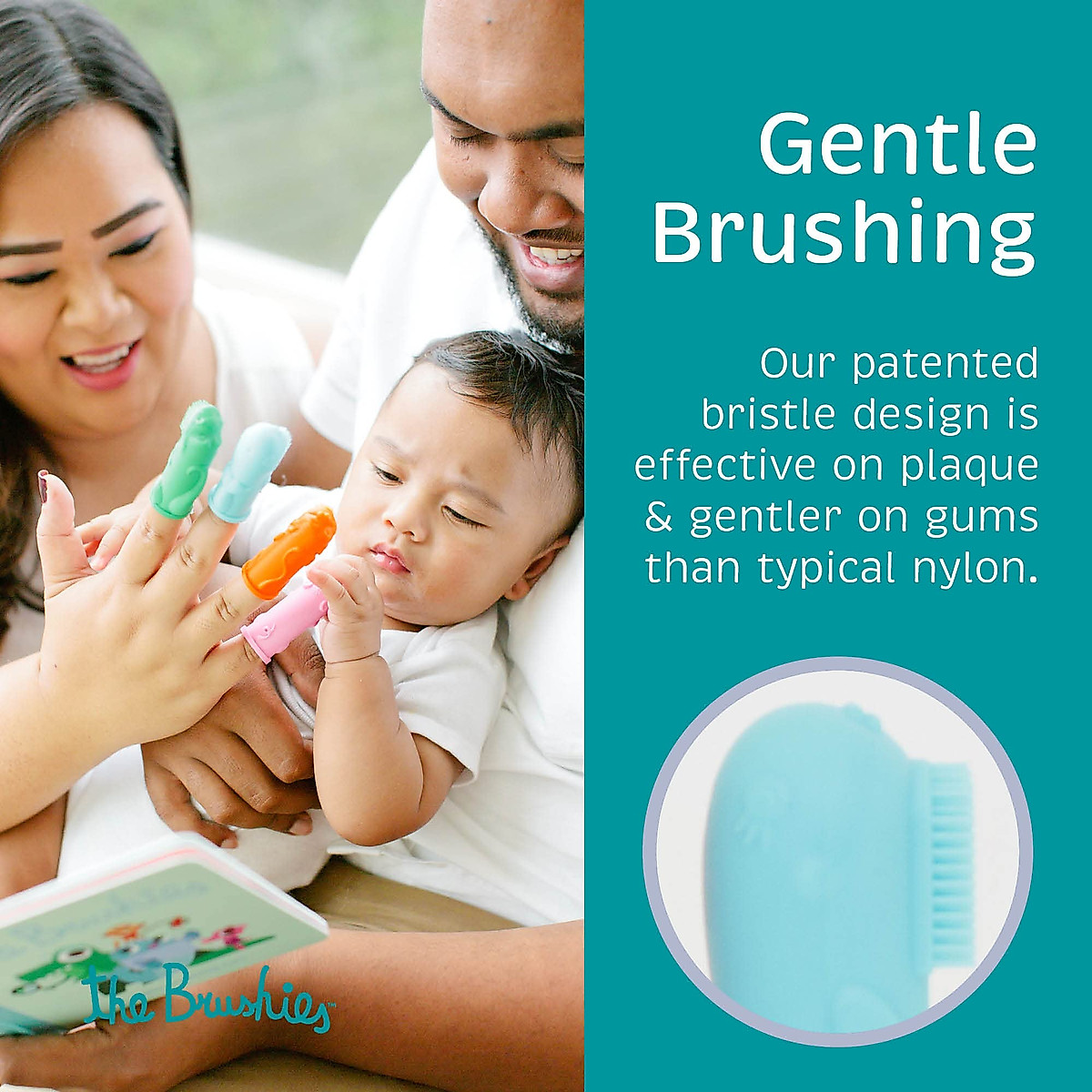 The Brushies Chomps The Dino Baby & Toddler Toothbrush & Storybook Set/Dental Item and Book/Youth Tooth & Gum Care/Ages 4 Weeks to 4 Years