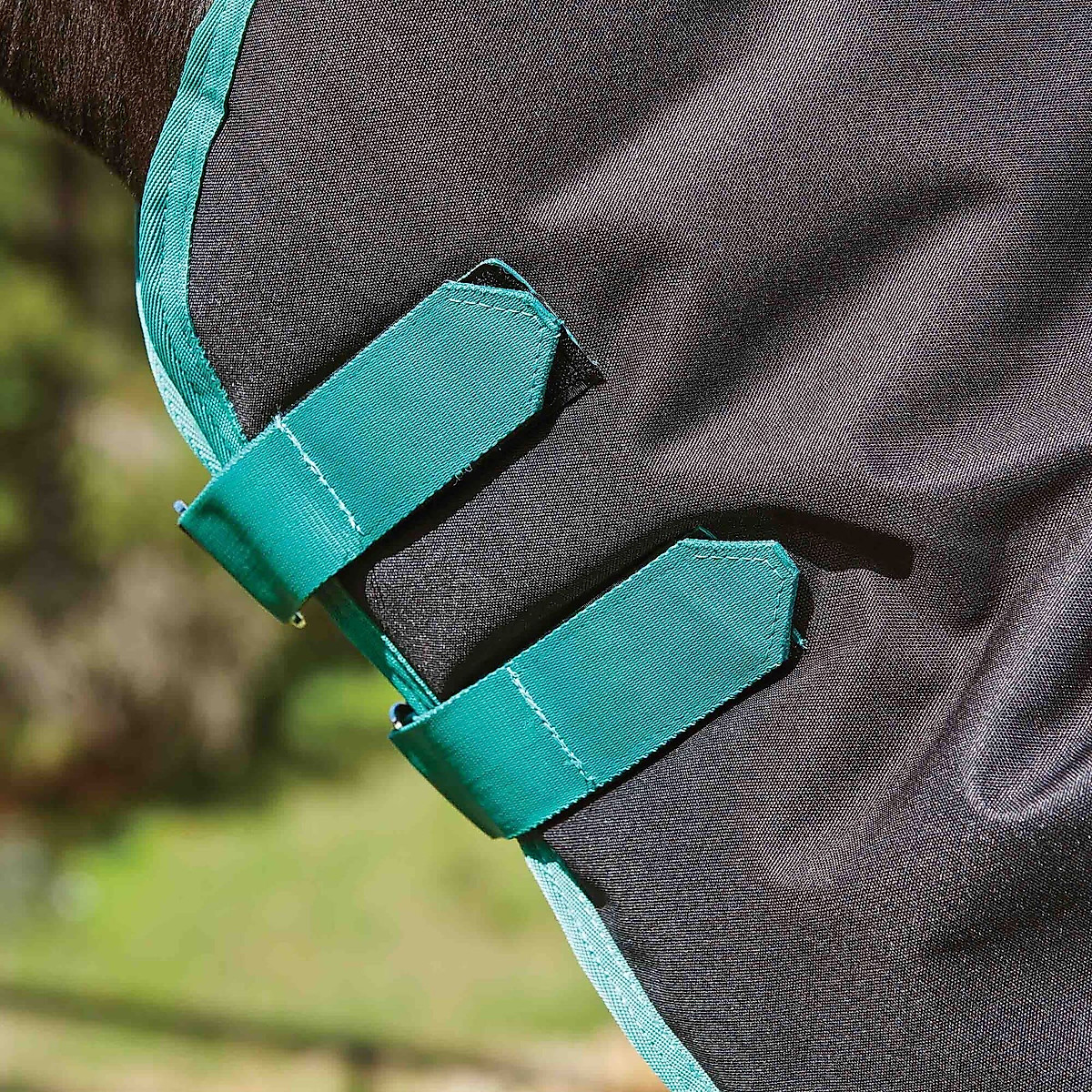 WeatherBeeta Green-Tec 900D Detach-A-Neck Medium Horse Blanket, Black/Bottle Green, 69"