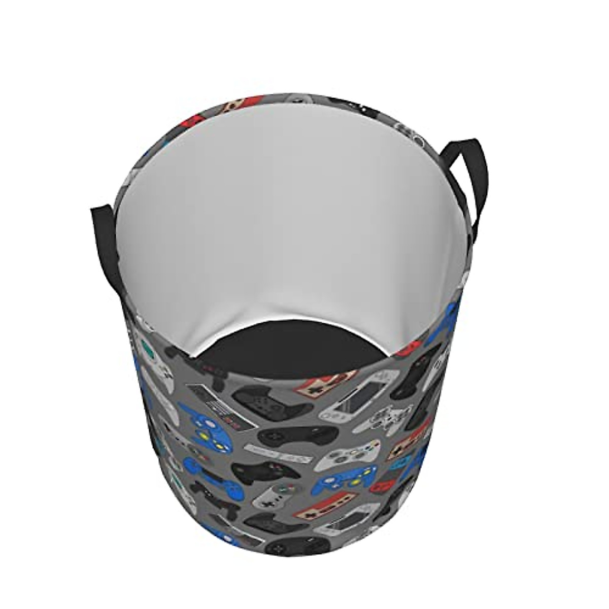 Gbuzozie Video Game Controller Grey Background Laundry Hamper Storage Basket Toys Clothes Organizer Bin For Home Bathroom Bedroom Dorm Nursery, 62l