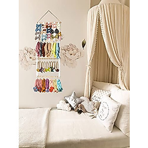 Headband Holder Hair Bows Holder for Baby Girls, Hanging Baby Headbands Organizer Storage Newborn Hair Accessories Storage Hanging Decor for Wall, Door or Closet in Girls Room