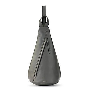 The Sak Geo Sling Backpack in Leather, Convertible Design, Slate