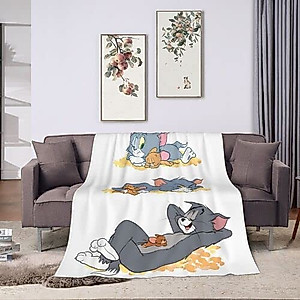 to.m and Je.rry Blanket Plush Throw Ultra Soft Premium Fluffy Flannel All Season Light Weight Sofa Couch Throw Living Room/Bedroom Warm Blanket-50 X40