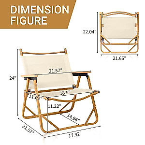 Medium Folding Chair, Portable Patio Chair, Lightweight Camping Chair with Aluminum Frame & 600D Oxford Fabric, Outdoor Lawn Chair Beach Chair, for Hiking,Fishing,Garden,Backyard,Khaki