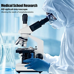 Compound trinocular Microscope, 40X-5000X Magnification, Research Grade trinocular Compound Laboratory Microscope, high Resolution Optics, Suitable for Laboratory, School, Clinical…