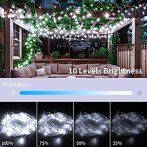 2 Pack Fairy String Lights Plug in, 33Ft 100 Micro Starry LED Outdoor String Lights with 8 Modes Timer Dimmable IP68 Full Waterproof Twinkle Lights for Bedroom Garden Christmas Home Decor (Cool White)