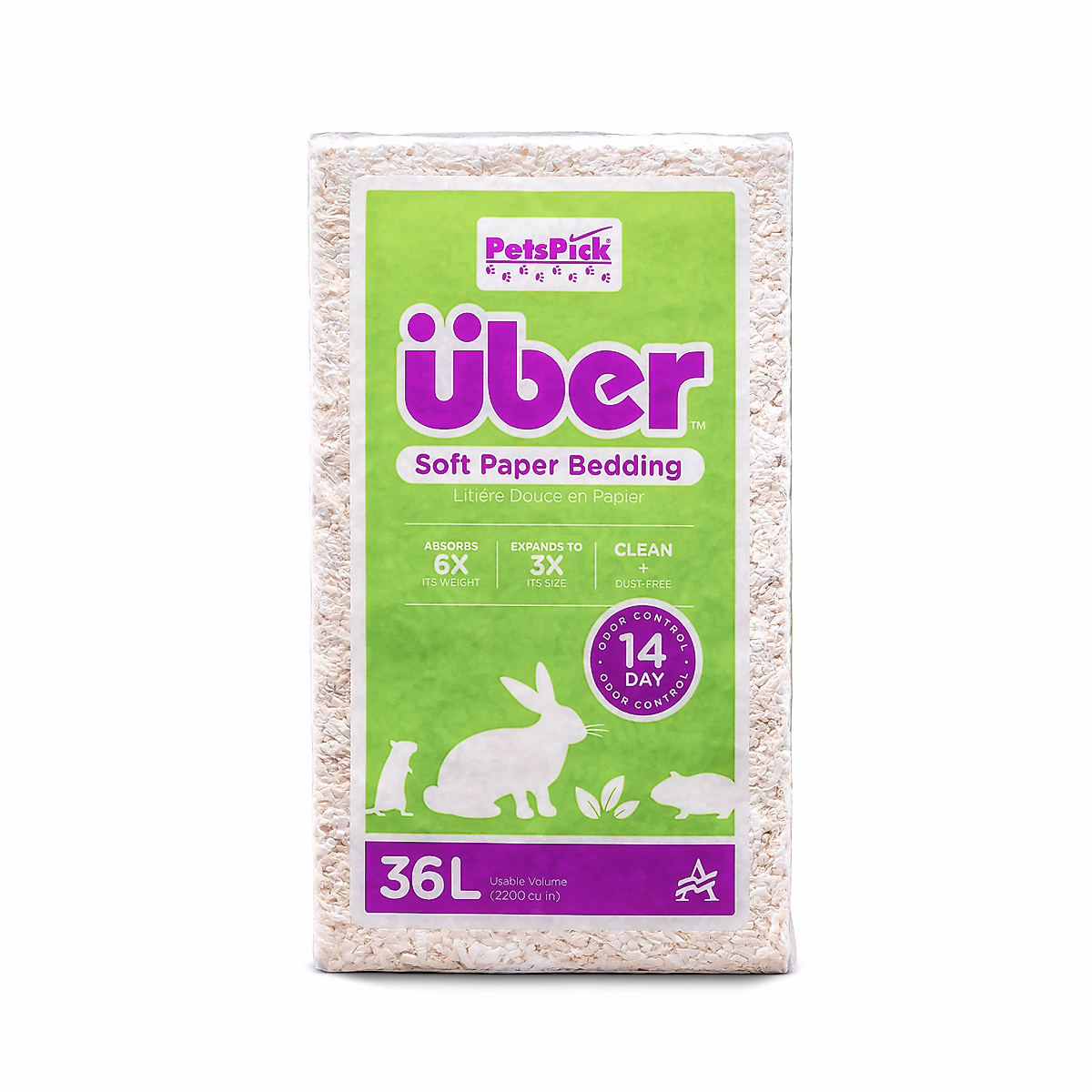 PETSPICK Uber Soft Paper Pet Bedding for Small Animals, White, 36L