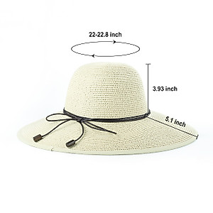 Koreshion Women Summer Wide Brim Straw Hat Beach Foldable Sun Hats Floppy Roll Up Cap Uv UPF 50+ Caps Khaki