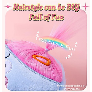 XZR Cute DIY Pen Bag Case Box Stocking Stuffers Cute Creative Long Hair Doll Colorful Cartoon Large Capacity Zipper Organizer Storage Bag Box Nice Gift (Blue)