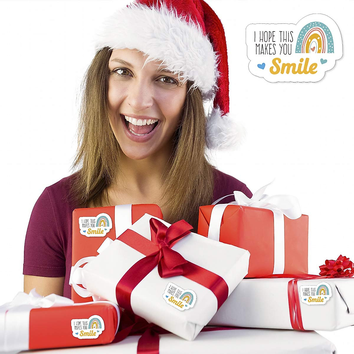 muminglong 1.5 Inch I Hope This Makes You Smile Sticker, Rainbow Sticker, Thank You Sticker, Small Shop Sticker, Small Business, Handmade Sticker, Packaging Sticker, 500 PCS