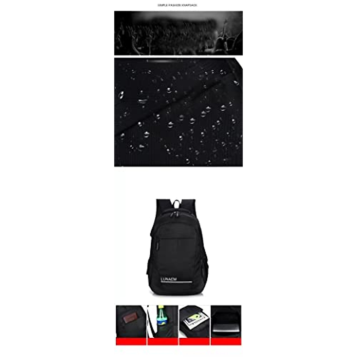 LUNAEM Travel Laptop Backpack for School Computer Bookbag for Men Women College Students Fits 15.6 Inch Laptop (White 1)