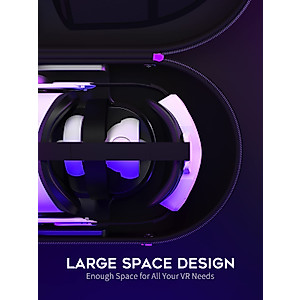 DESTEK OC1 Charging Carrying Case for Quest 2 Accessories, 3 in 1 Magnetic Charging Station for VR Host, Battery Head Strap and Storage, 2.5 Hours Fast Charging and Large Space - Fabric Version