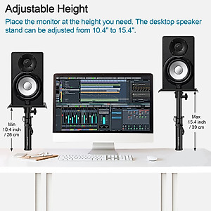 Vondynote Studio Monitor Stands Pair Heavy Duty Desk Clamp Speaker Stands with Adjustable Tilt Angle Tray of 0-12 °