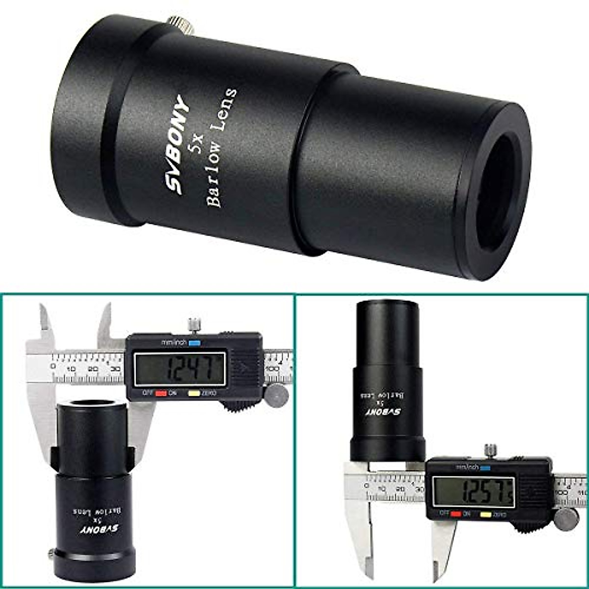 SVBONY Telescope Barlow Lenses, 1.25 Inch Telescope Accessory, Fully Metal Multi Coated Broadband Green Film Barlow Lens 5X for Telescope Astronomy Eyepiece