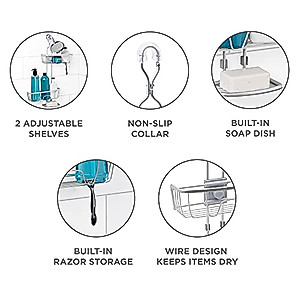 Zenna Home NeverRust Aluminum Adjustable Hanging Shower Caddy, Satin Chrome