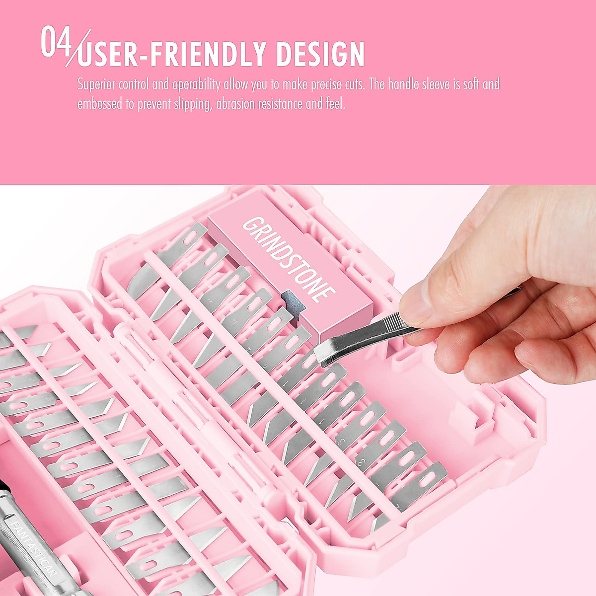 FantastiCAR Pink Craft Knife Precision Cutter Hobby Knife Blades Set (29pcs) for Art Work, Scrapbooking, Stencil, Architecture Modeling, Wood Leather Working