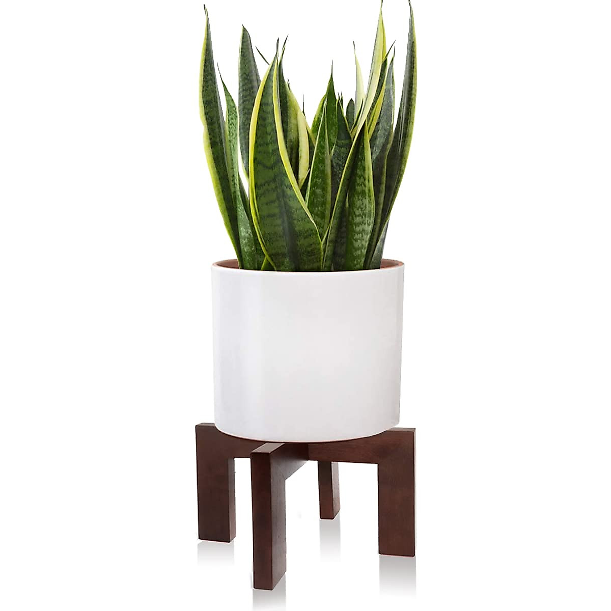 Wood Plant Stand, Mid Century Modern Planter Stand Rattan Flower Pot Stand, Low Short Plant Stands Indoor - Boho Rustic Wooden Stool for Plant Pot Holder, Fit 5-15 Inch Pot