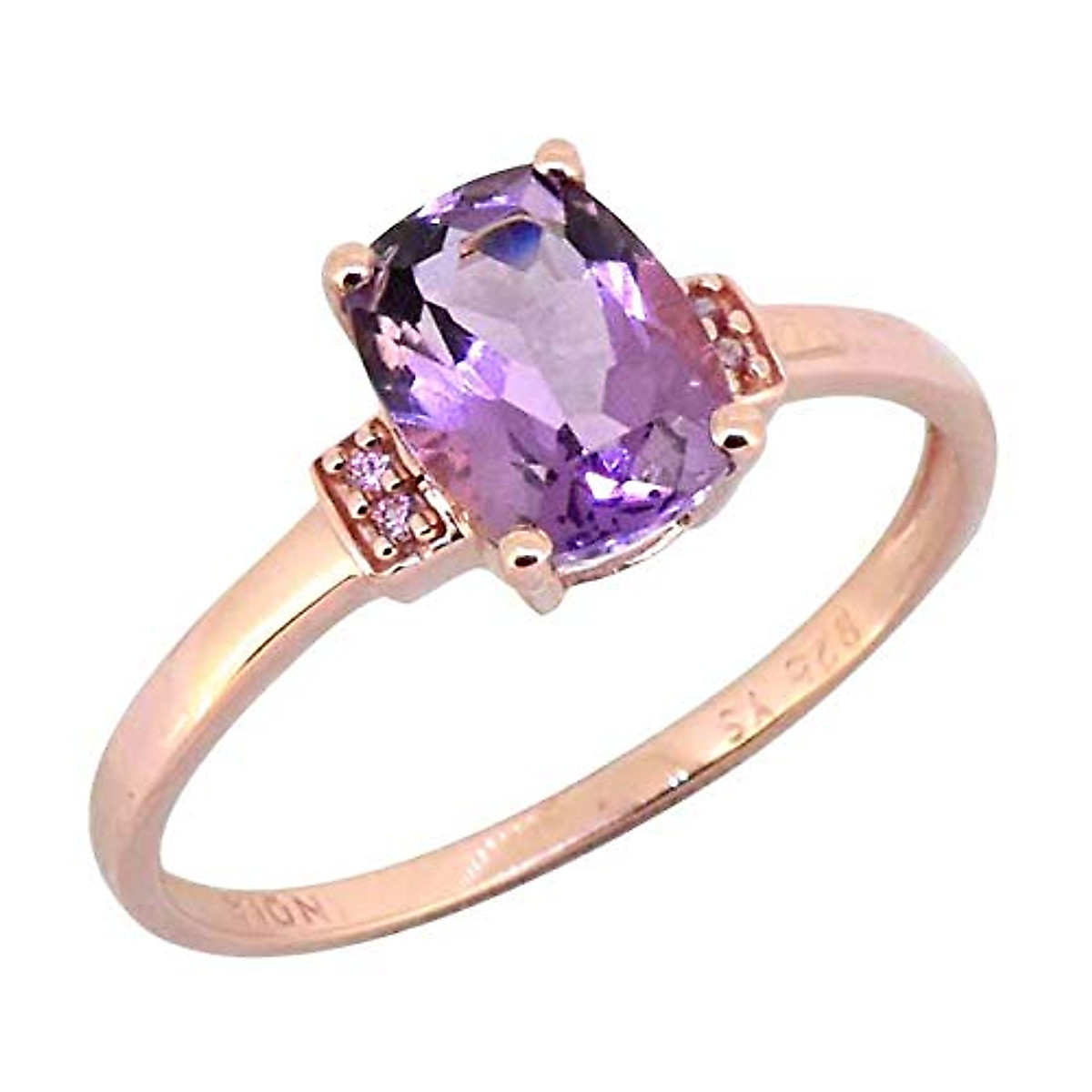 YoTreasure 1.32 Ct Amethyst Pink Sapphire Solid 10k Rose Gold Ring