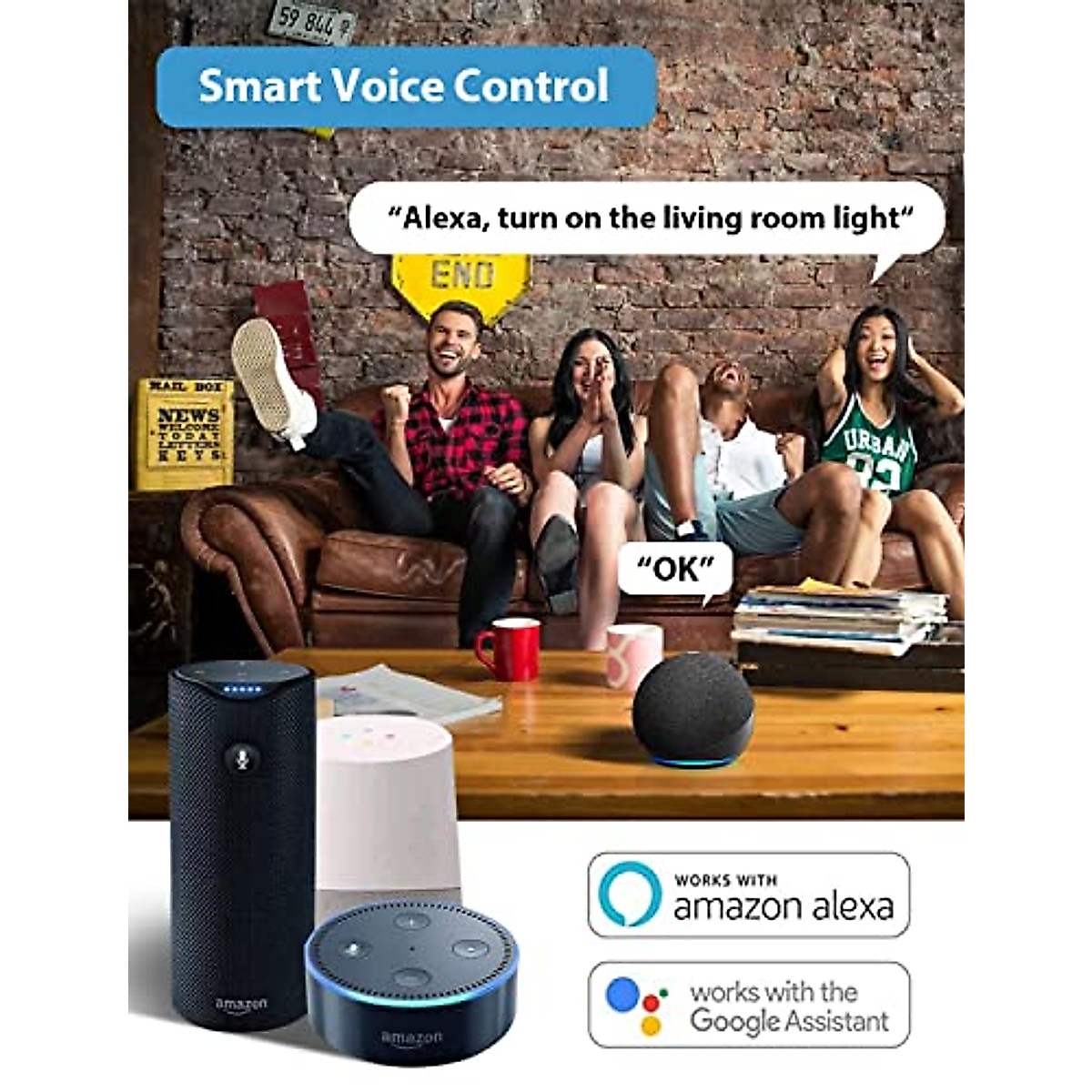 KHSUIN WiFi Smart Light Bulbs 150W Equivalent, 16W Dimmable 1600LM BR30 Flood Smart Bulb Works with Alexa Google Home No Hub, E26 Color Changing LED Alexa Light Bulb, 2700K-6500K RGBCW CRI>90, 4 Pack