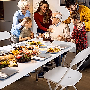 VINGLI 6 FT Plastic Folding Table Set with 8 White Folding Chairs for Picnic, Event, Training, Outdoor Activities, at Home and Commercial Use