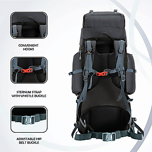 TRAWOC 80L Travel Backpack for Outdoor Sport Camp Hiking Trekking Bag Camping Rucksack HK007 (Grey)