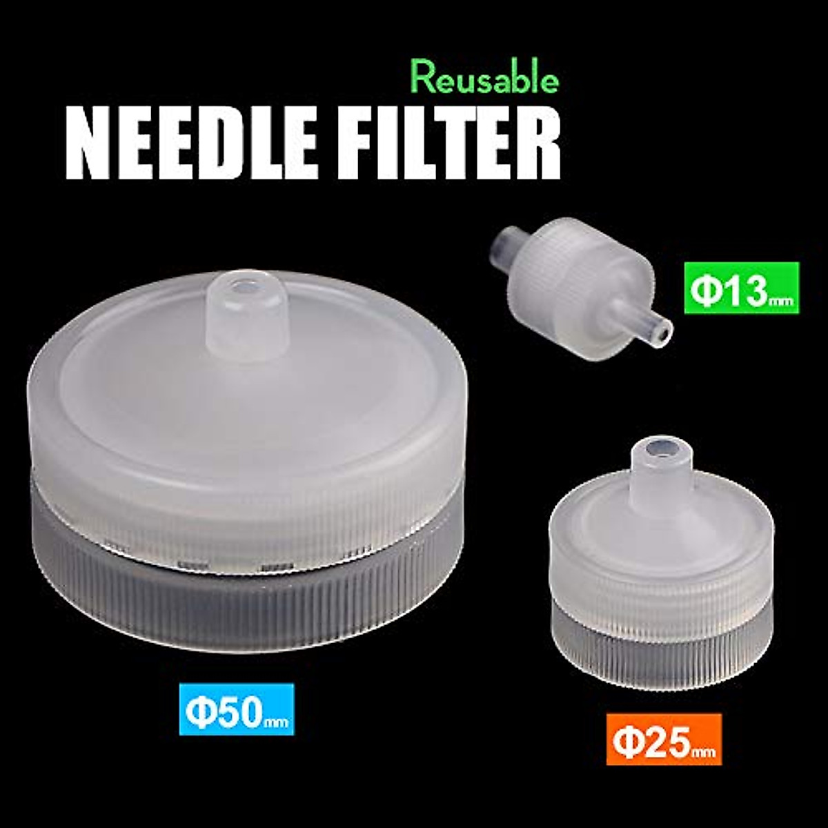 Ks-Tek Plastic Clear Reusable Syringe Filter Used with Filter Membranes, Durable and Stable for Lab Filtration (13mm,5)