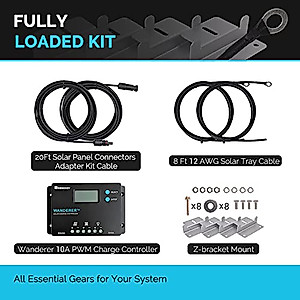 Renogy 50 Watt 12V Solar Panel 10A 12/24V PWM LCD Charge Controller, Adaptor kit, Tray Cables, 50W, 5V USB Ports, for RVs,Boats,Trailers,Sheds,Cabins and Any Off Grid System