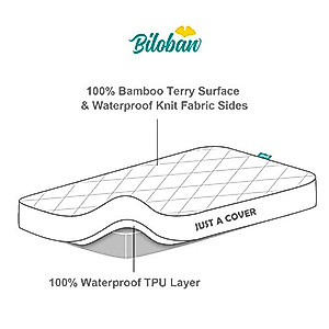 Waterproof Bassinet Mattress Pad Cover, Fits 20.5" x 35" Dream On Me Traveler/Seashell, AMKE 3 in 1, Besrey, TCBunny, Baby Joy, Bellababy Bedside Sleeper, 2 Pack, Ultra Soft Bamboo Terry Surface