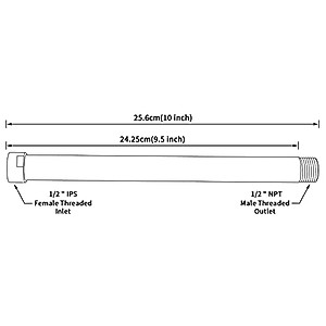 G-Promise 10 Inches Shower Head Extension Arm, Shower Arm Extension, Shower Head Extender, Lower Shower Head, All Solid Brass Construction (Polished Chrome)