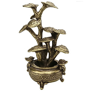 LOTONJT Brass Statue Miniature Ganoderma Mushroom Bonsai Sculpture Fairy Herb Feng Shui Money Tree Garden Yart Art Retro Metal Statue Indoor Decor Tearoom Metaphysical Talisman Wealth Prosperity