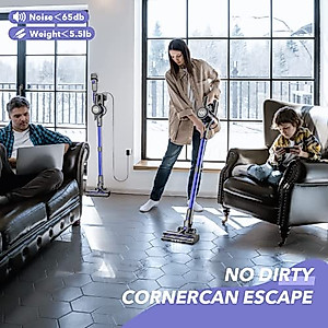 Cordless Vacuum, 23Kpa Powerful Suction Cordless Vacuum Cleaner with 250W Brushless Motor, 2 in 1 Lightweight Quiet with Detachable Battery Runtime Up to 35mins Perfect for Hardwood Carpet Pet Hair