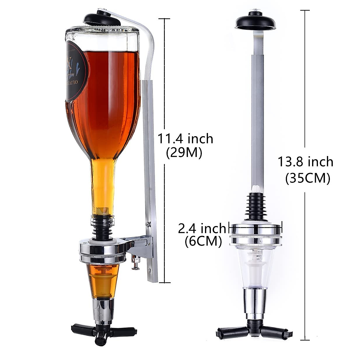 WNGDUA 1-Bottle Wall Mounted Liquor Dispenser Bar Butler Bracket Cocktail Alcohol Drink Shot Wine Holder for Home Bar Beer Pourer Liquor Drinking Beverage Bottle Whisky Dispenser