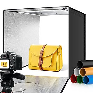 Daguerre 24"x24" Foldable Photo Studio Light Box, Bi-Color Dimmable Shooting Tent with 240 LED Lights, 3000-5500K - Includes 6 Color Backdrops for Professional Photography