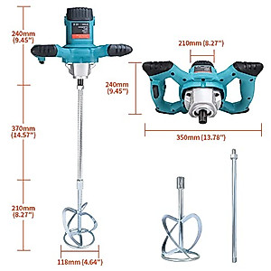 Handheld Cement Mixer 2100W Portable Electric Concrete Plaster Grout Paint Mortar Mixer Machine Adjustable 6 Speed 110V with Gloves