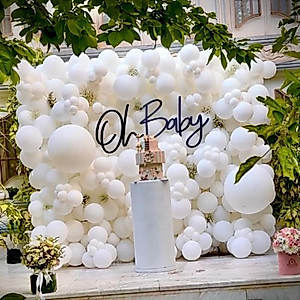 White Balloon Garland Arch Kit - 121 pcs - With 5/10/12/18 different sizes of white latex Balloon Arch Kit, perfect for Birthday Party, Graduation, Baby Shower, Wedding, Decoration (white balloons)
