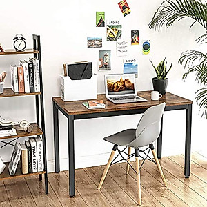 VASAGLE, 47.2 Computer Writing Desk with Stable Metal Frame, Inch Multifunctional Table in Home Office, Living Room, Rustic Brown