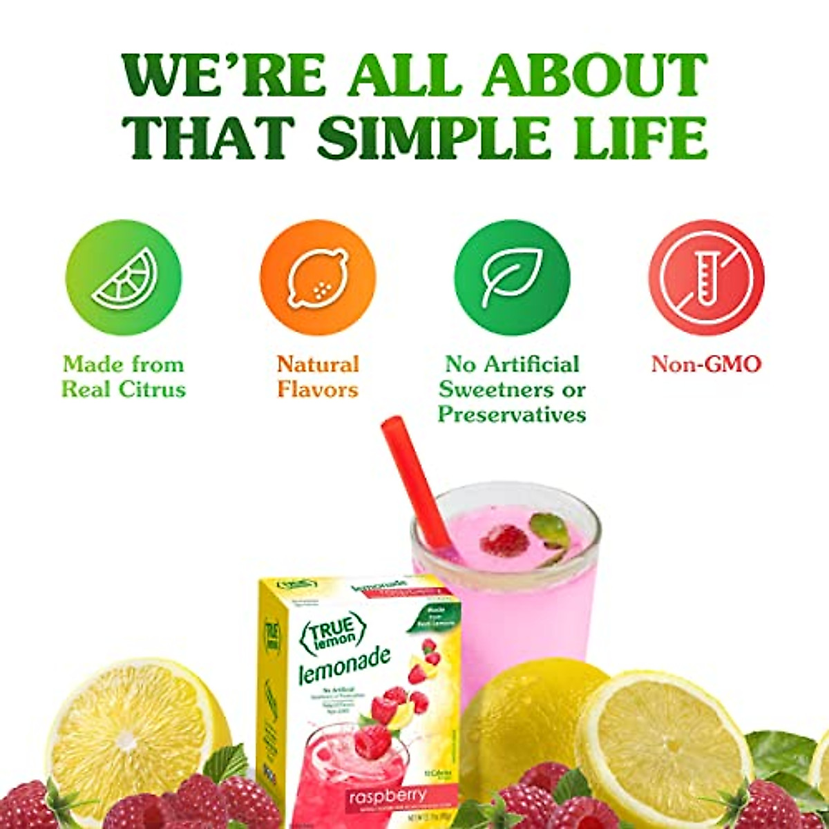 True Lemon Raspberry Lemonade Water Enhancer Drink Mix (30 Packets), Low Calorie Drink Mix Packets for Water,Powdered Drink Mixes & Flavorings,Individual Drink Packets,Water Flavor Packets with Stevia